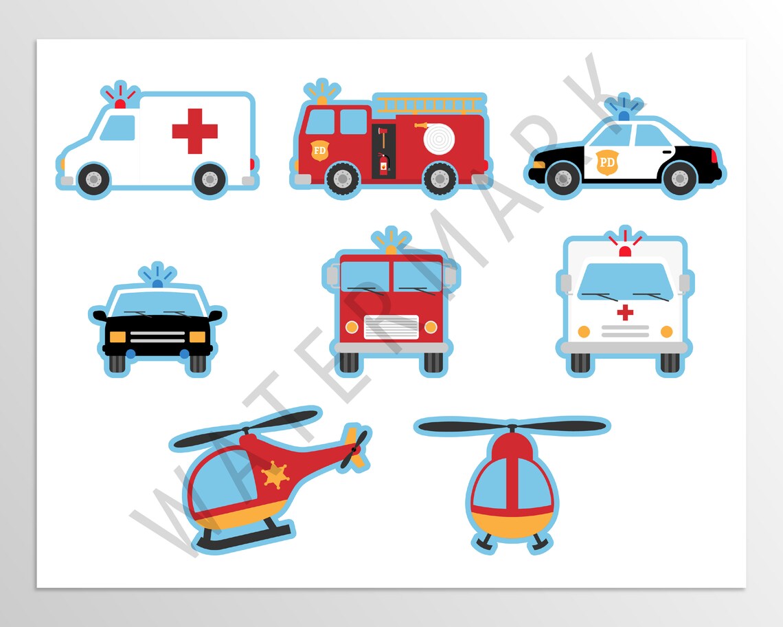 Emergency Vehicles Birthday Party Set Editable Invitation | Etsy