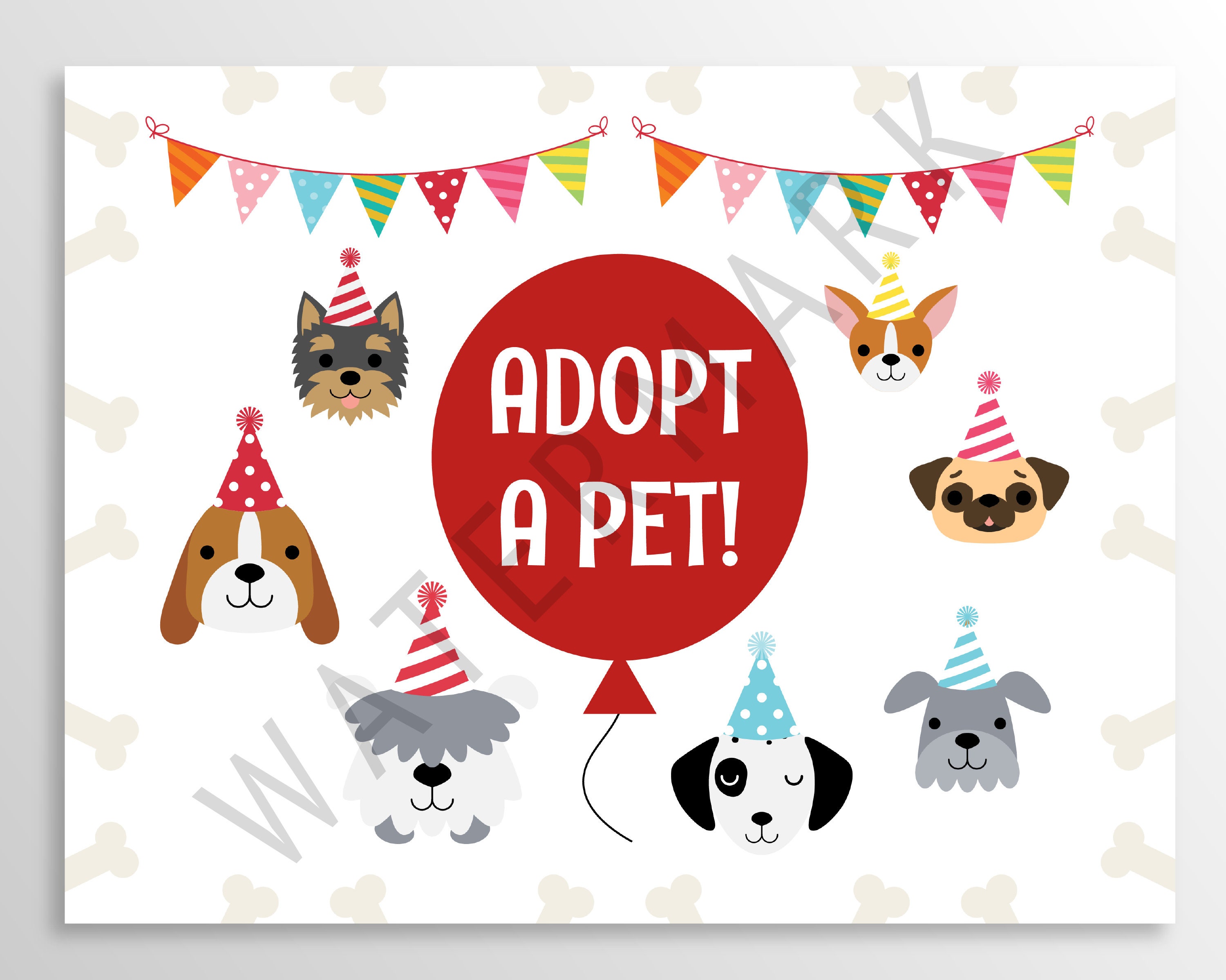 Puppy Birthday Party Adopt a Pet Sign Pet Adoption - Etsy