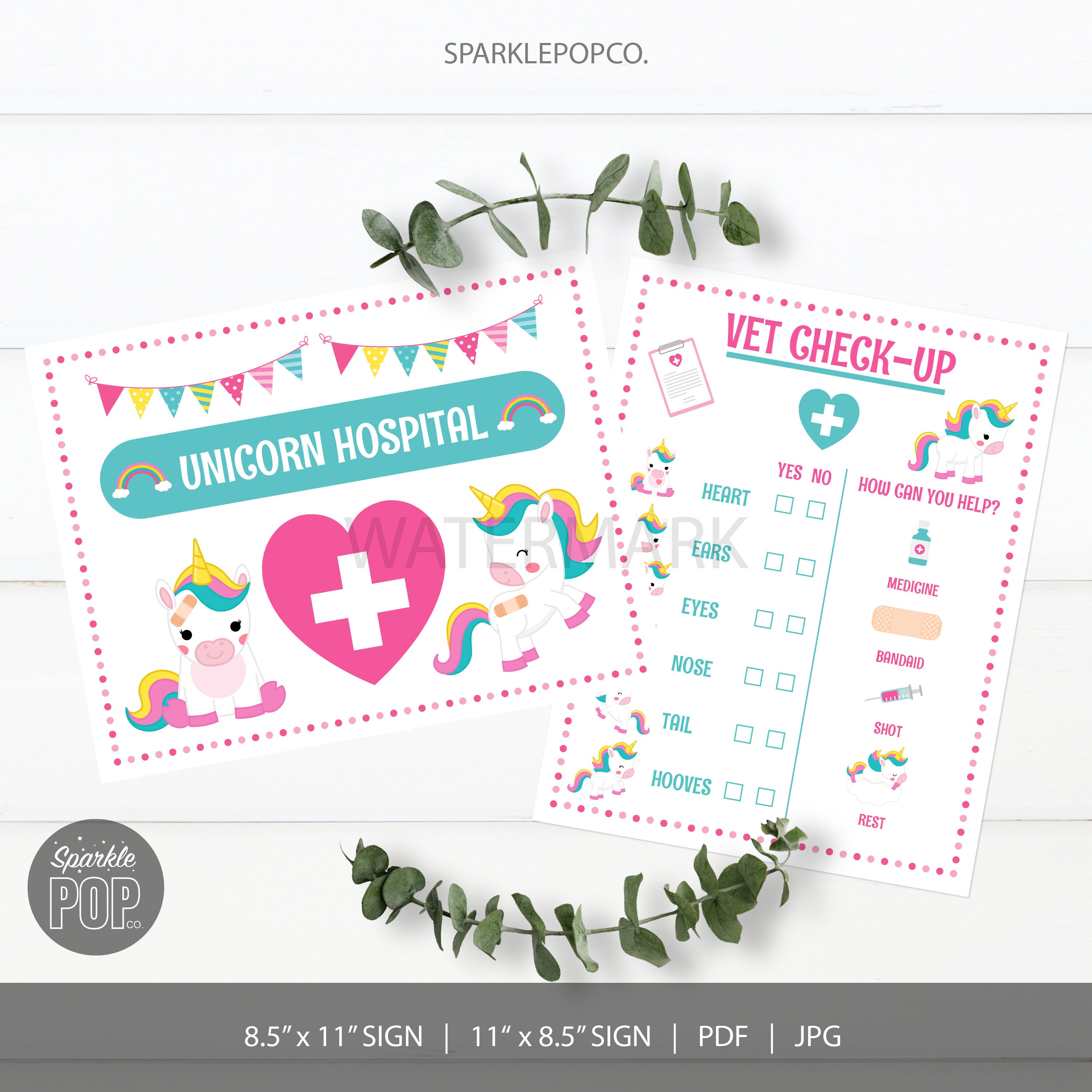 Adopt a Unicorn Vet Check-up Sign Unicorn Adoption Birthday Party Decor ...