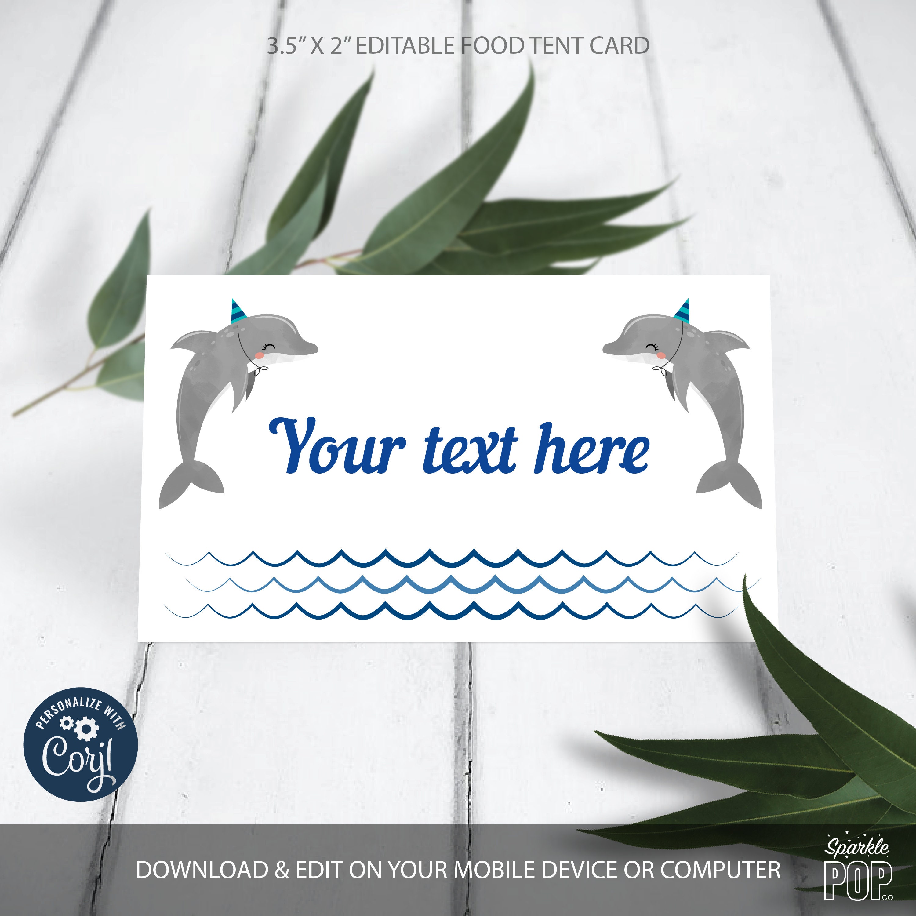 Editable Dolphin Invitation and Decorations Set Dolphin Favor | Etsy