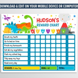 Editable Dinosaur Reward Chart, T-rex Routine Chart, Kids Chore Chart ...