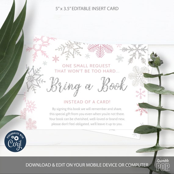 EDITABLE Snowflake Baby Shower Book for Baby Card Little | Etsy