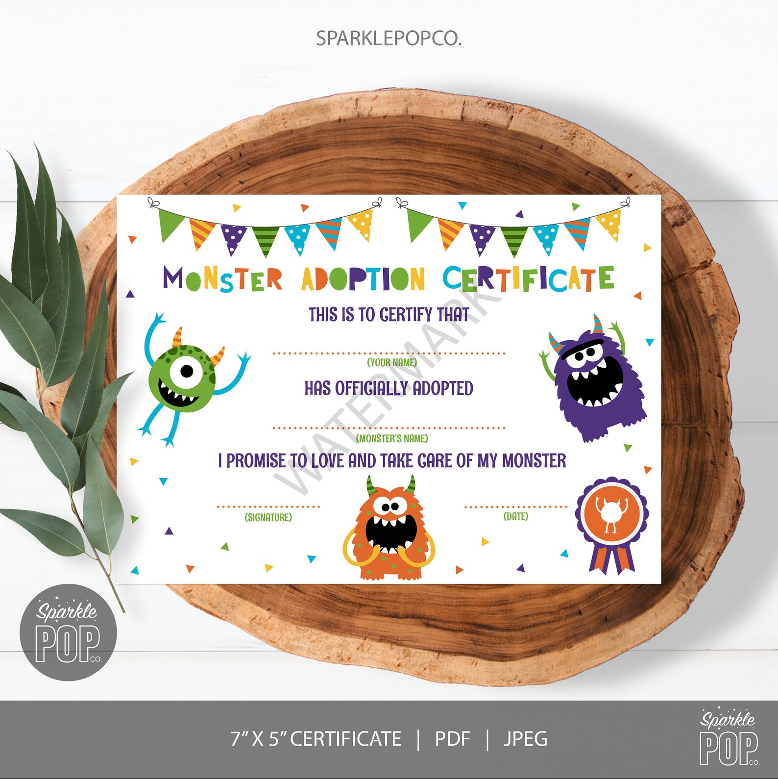 Adopt a Monster Certificate and Sign Monster Adoption - Etsy