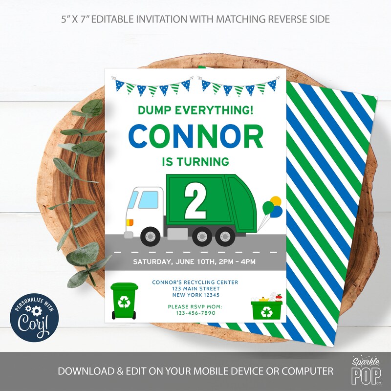 Garbage Truck Invite - Etsy