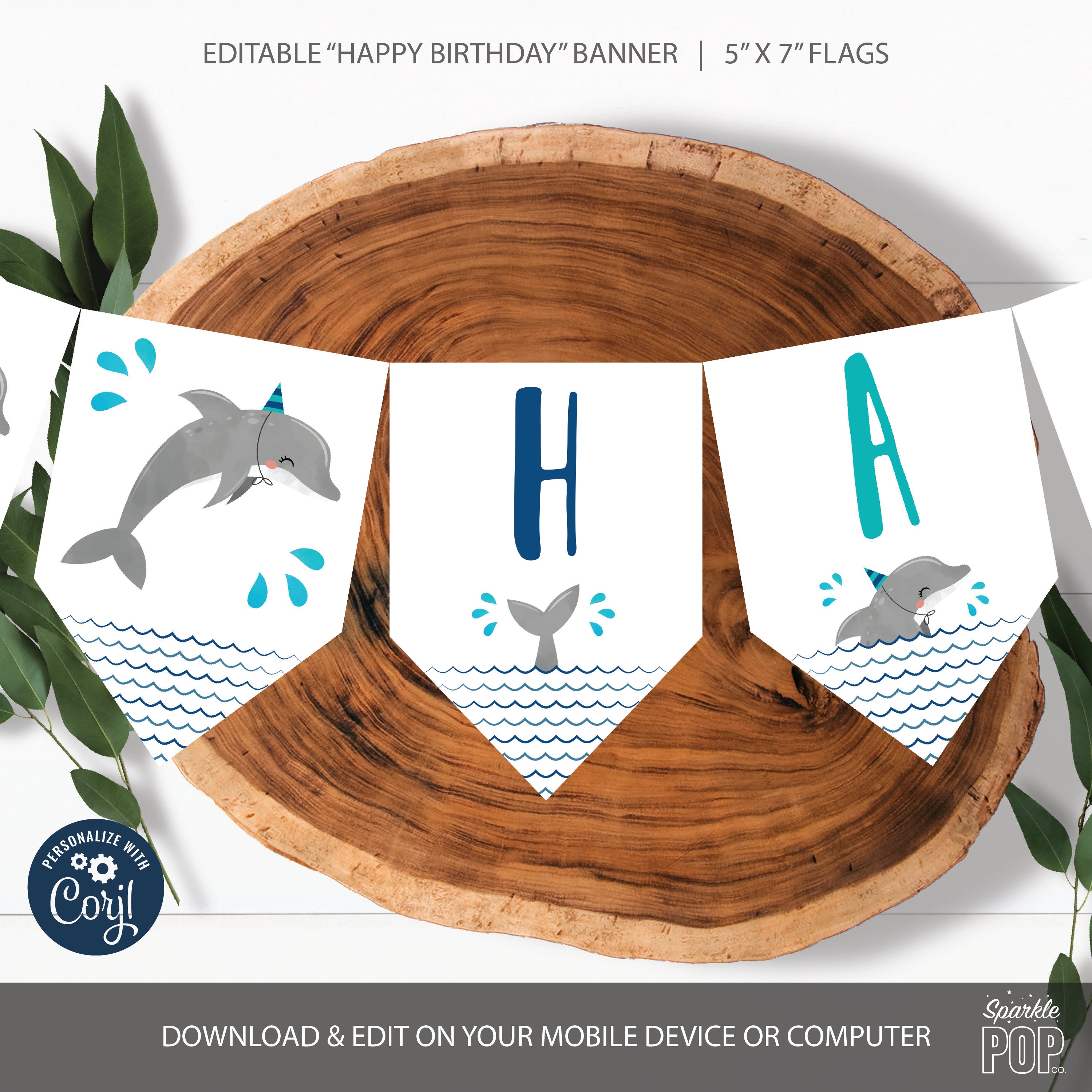 Editable Dolphin Invitation and Decorations Set Dolphin Favor | Etsy