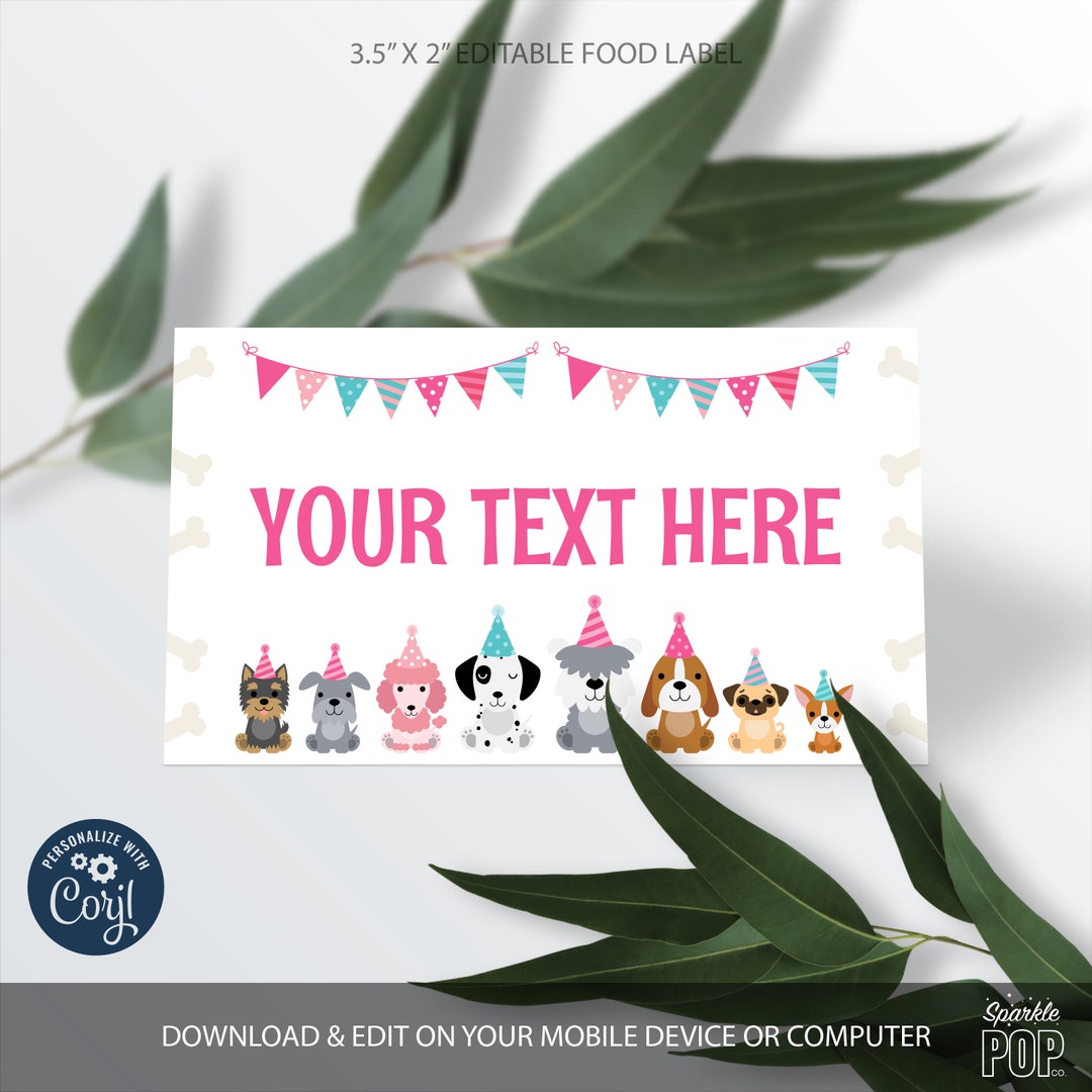 Editable Puppy Food Labels, Dog Place Card, Adopt a Puppy Tent Card ...