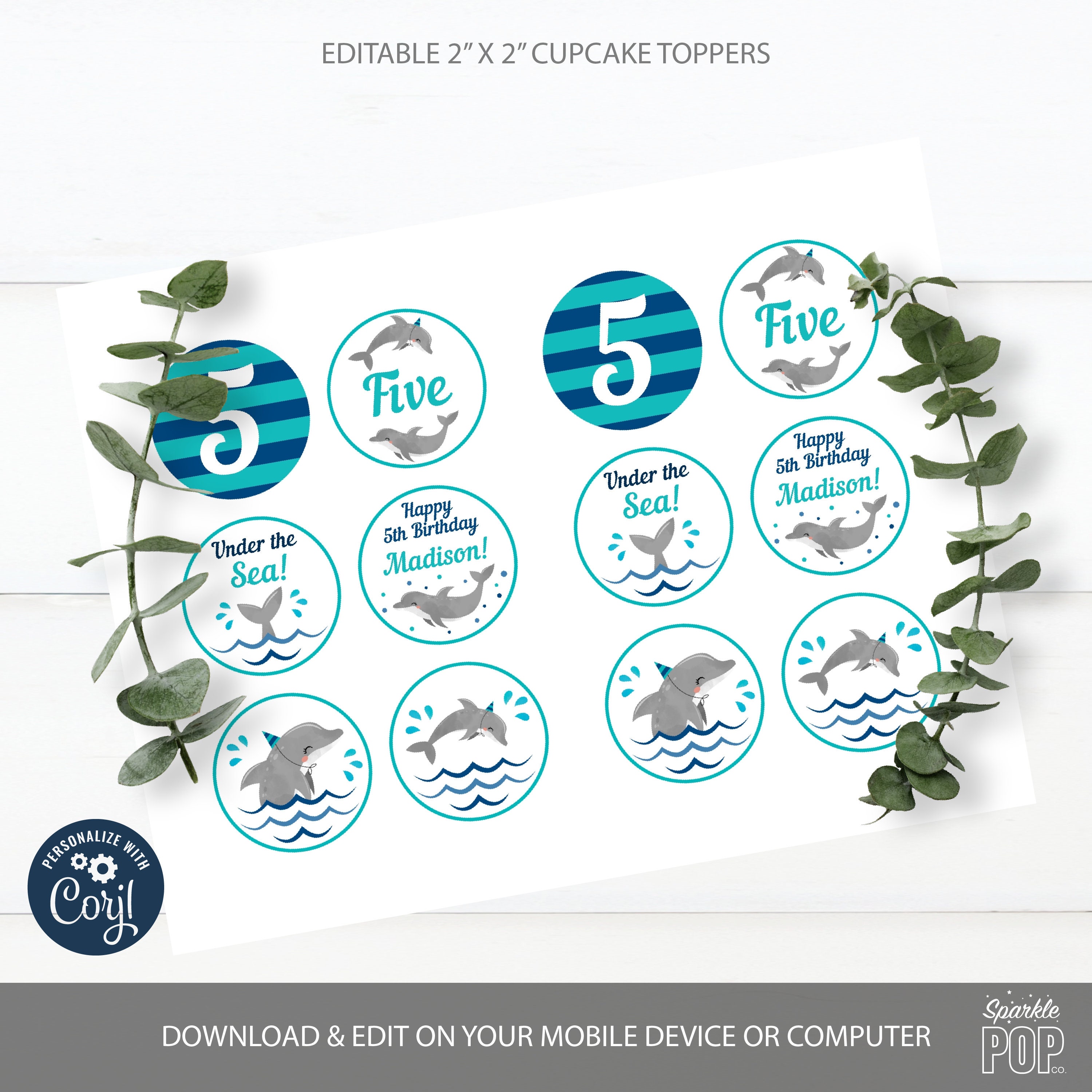 Editable Dolphin Invitation and Decorations Set Dolphin Favor | Etsy