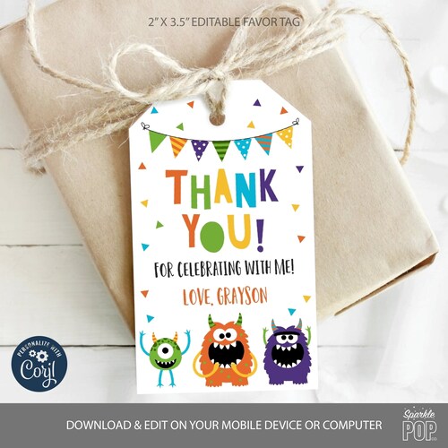 Little Monster Favor Tags Monsters Party Gift Tag Printable - Etsy