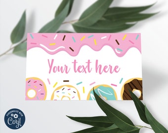 Editable Donut Food Labels Place Card Party Tent Card | Etsy