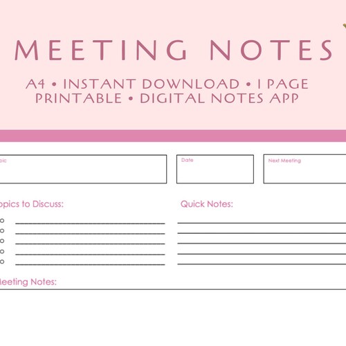 Meeting Notes Ipad Forms - Etsy