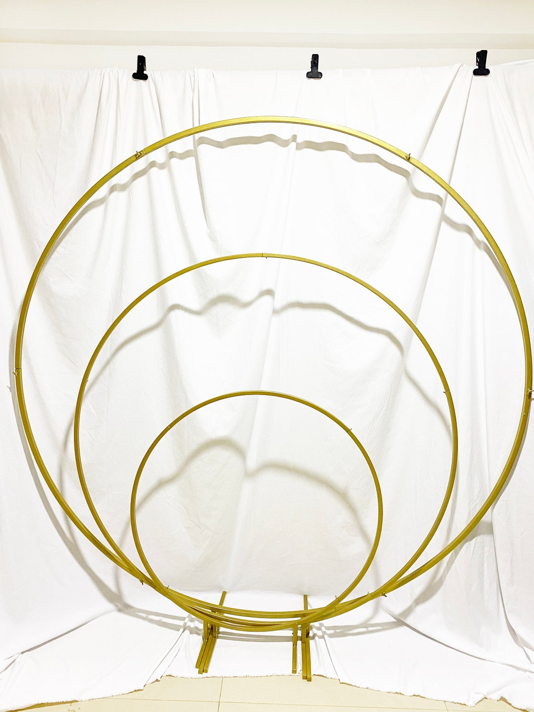 Champagne Gold Metal Round Arbor Hoop Balloon Circle Loop Flower Arch ...