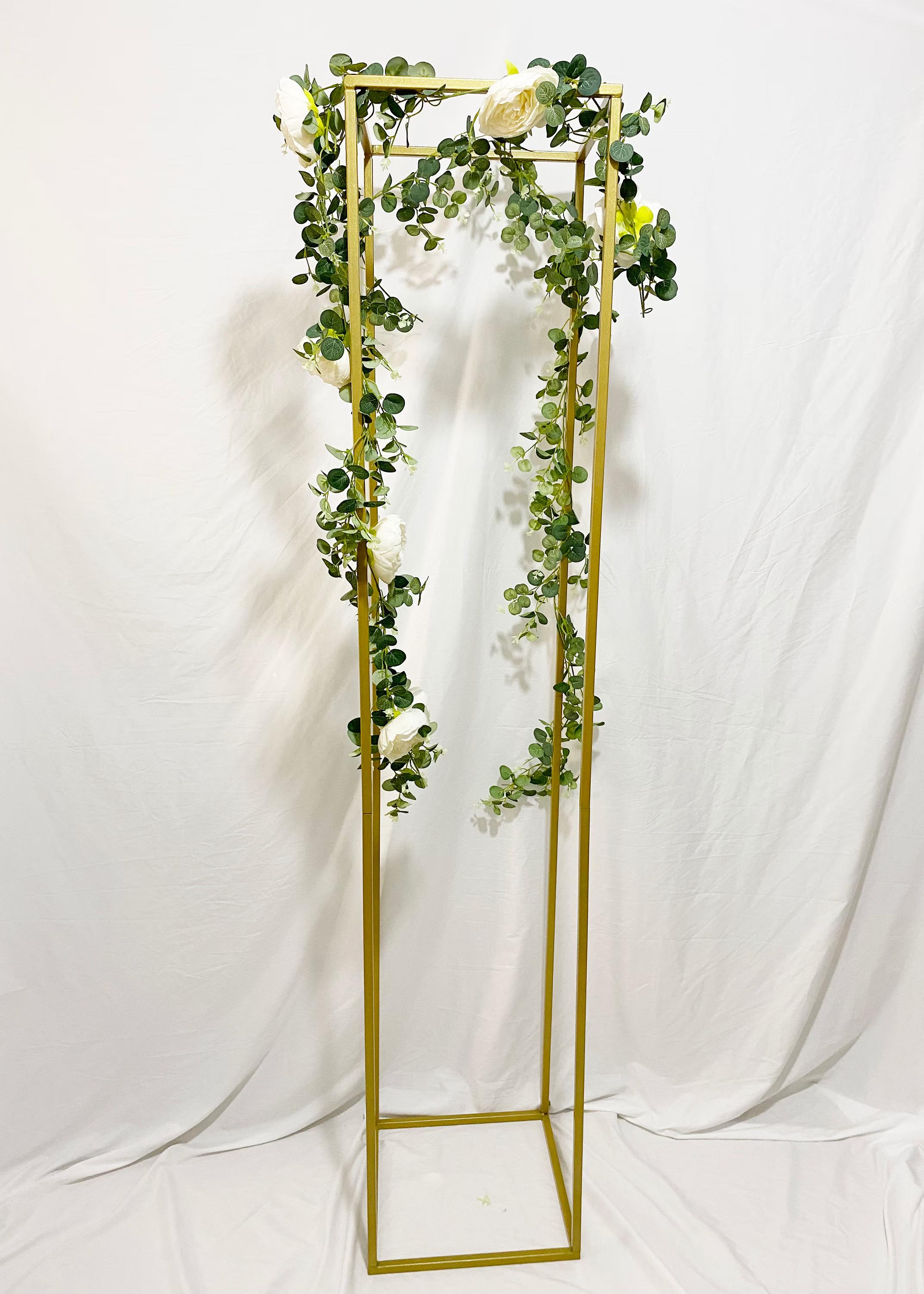Tall Gold Metal Frame Flower Stand: Wedding Party Centerpiece (80x16x16 ...