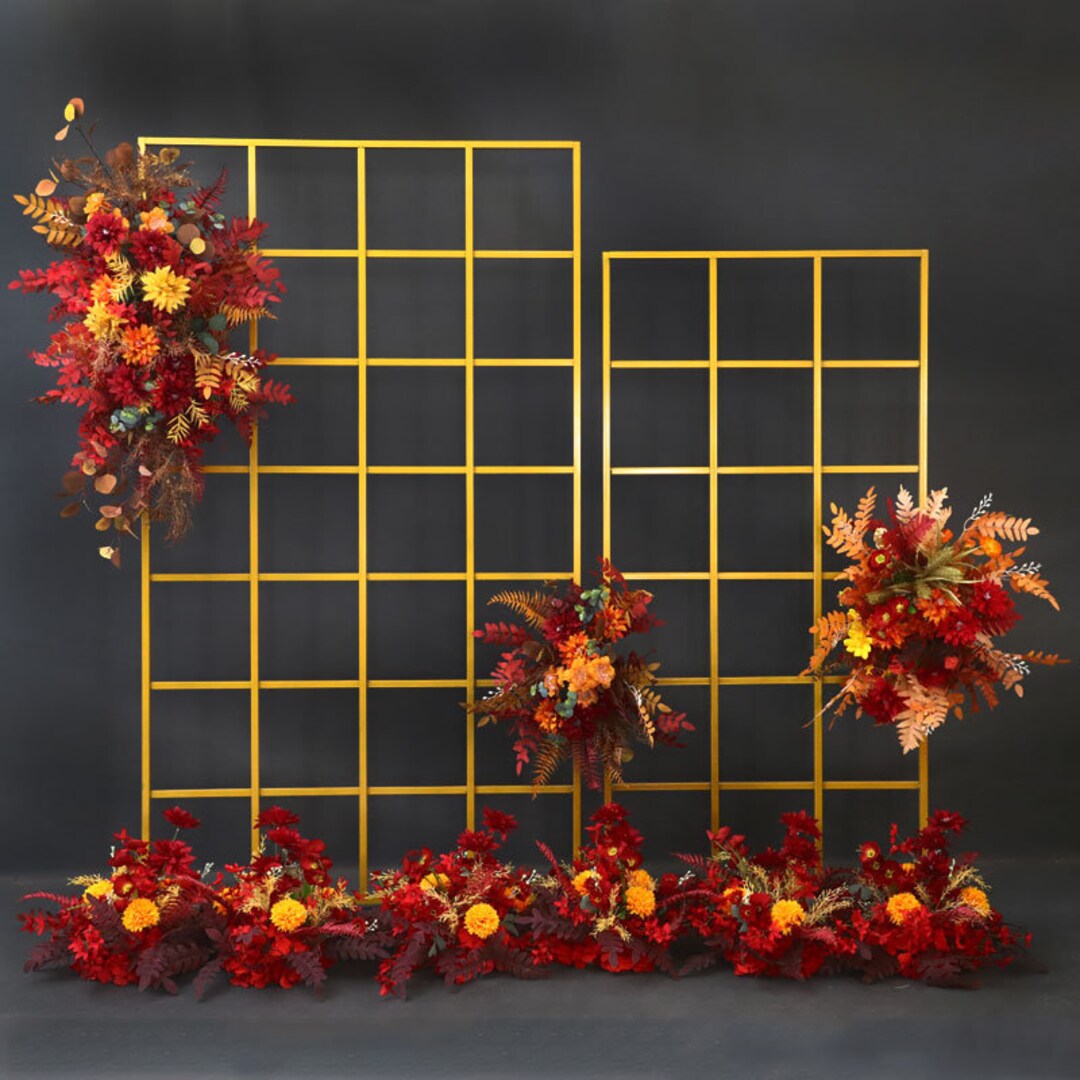 Gold/black/white Rectangular Mesh Grid Arch for Flower Arrangement ...