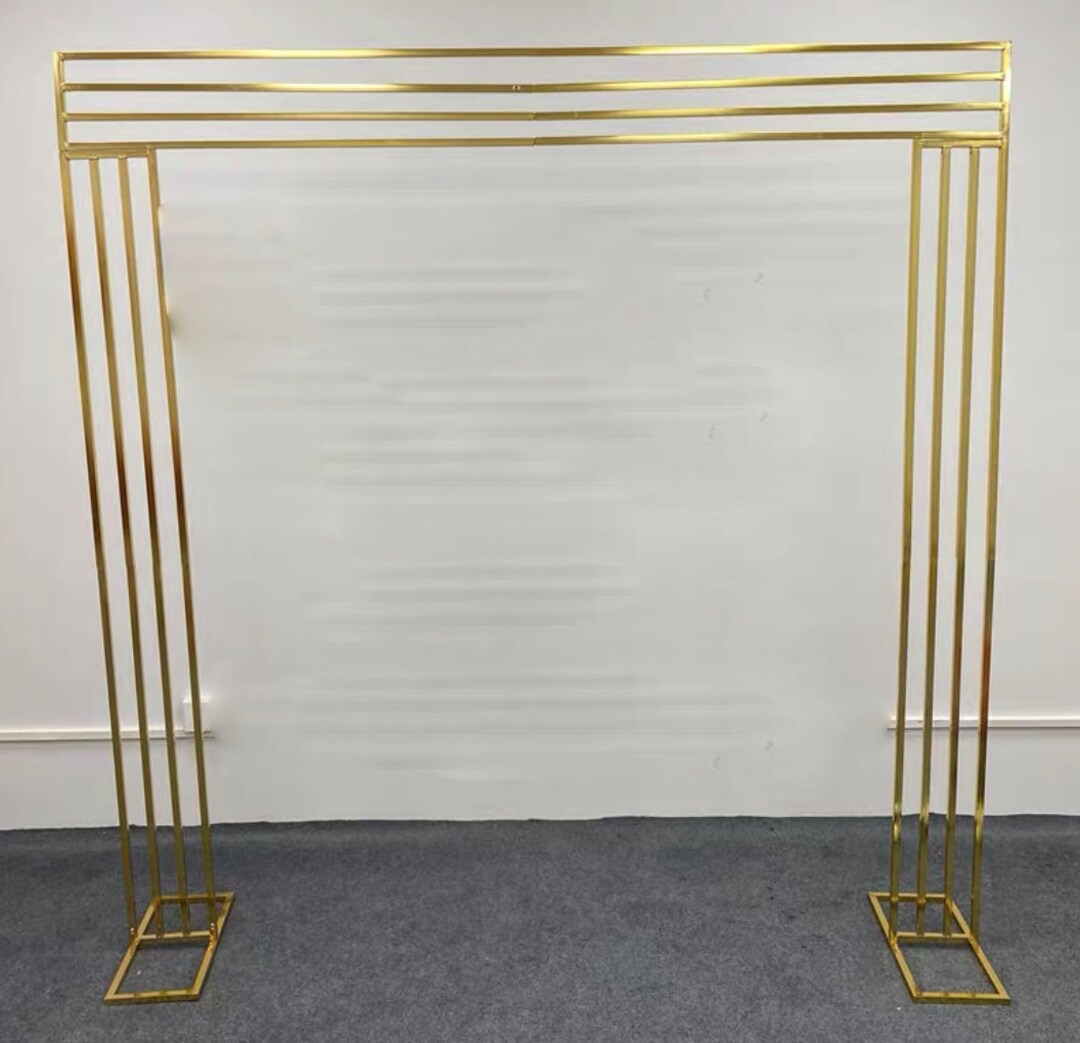 6.6 H X 6.6 W Ft Shiny Gold Wedding Arch Metal Backdrop Frame Wedding ...