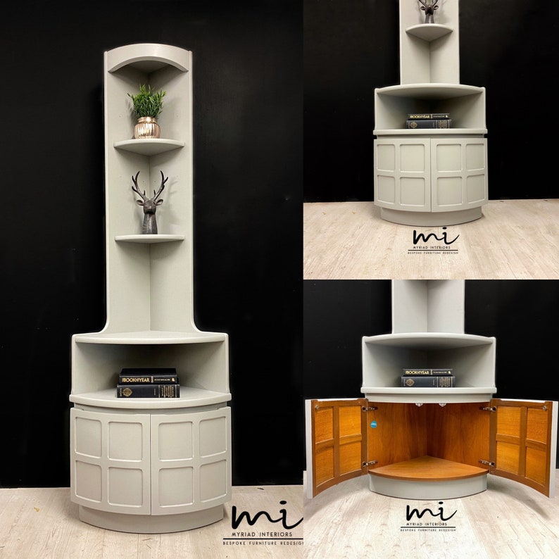 PAINTED TO ORDER Nathan Mid Century Modern Corner Unit - Hand Painted ...