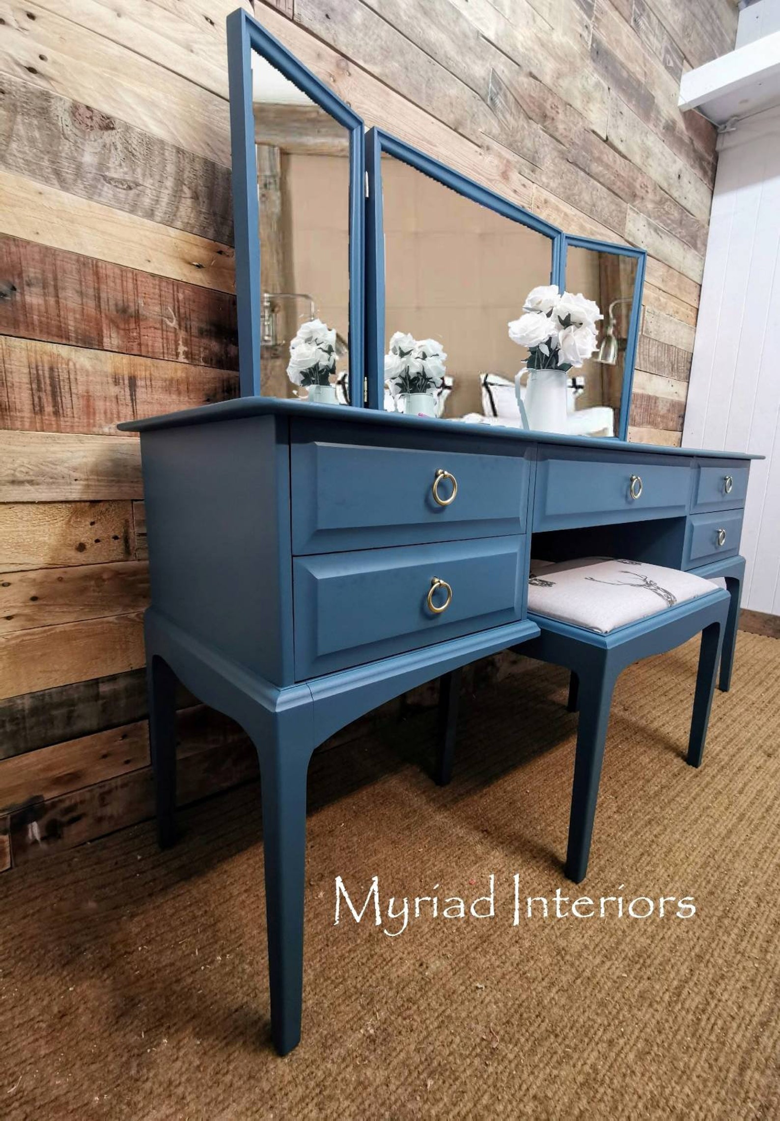 Refurbished Stag Minstrel Knee Hole Dressing Table Mirror and - Etsy