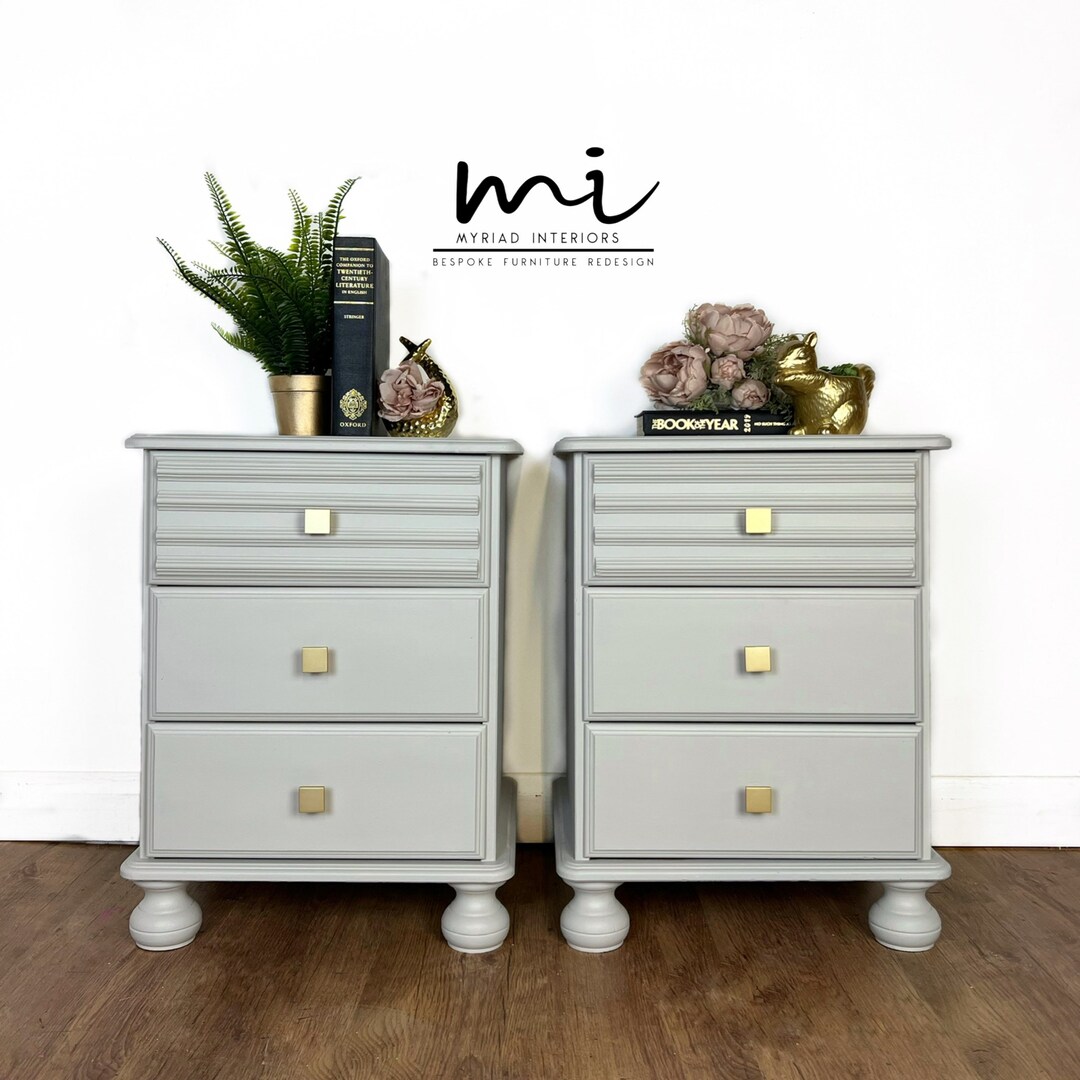 Neutral Pine Bedside Tables Greige Pale Mushroom Night - Etsy UK