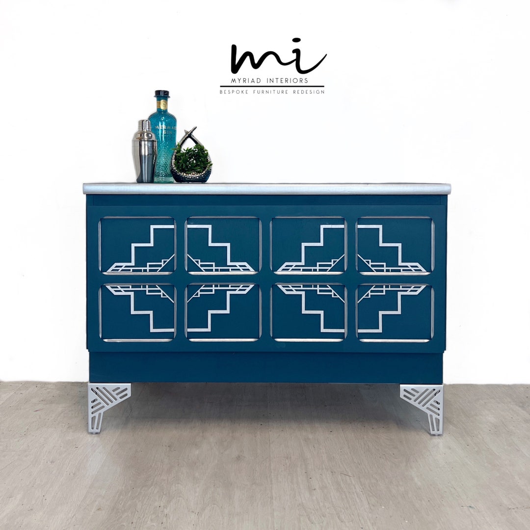 MADE TO ORDER Refurbished Nathan Tv Media Unit, Sideboard, Teal Blue ...
