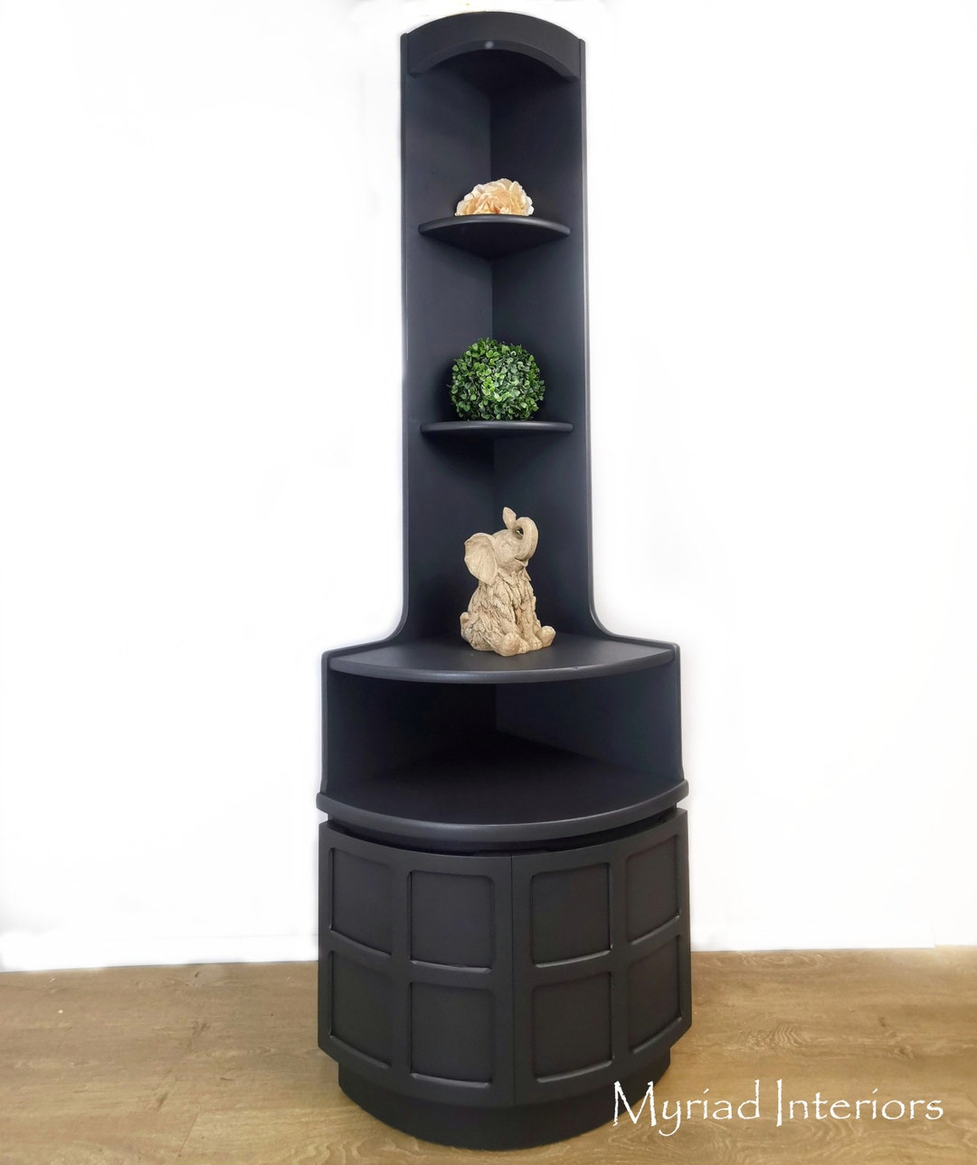 Mid Century Nathan Corner Cabinet, Retro Shelves, Hand Painted Unit ...