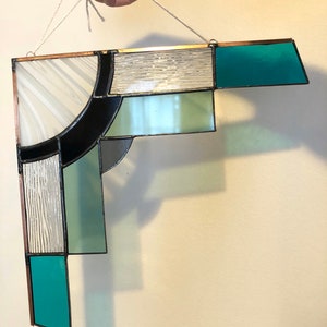 Set of 2 Stained Glass Art Deco Corner Piece | Suncatcher | Agnes ...