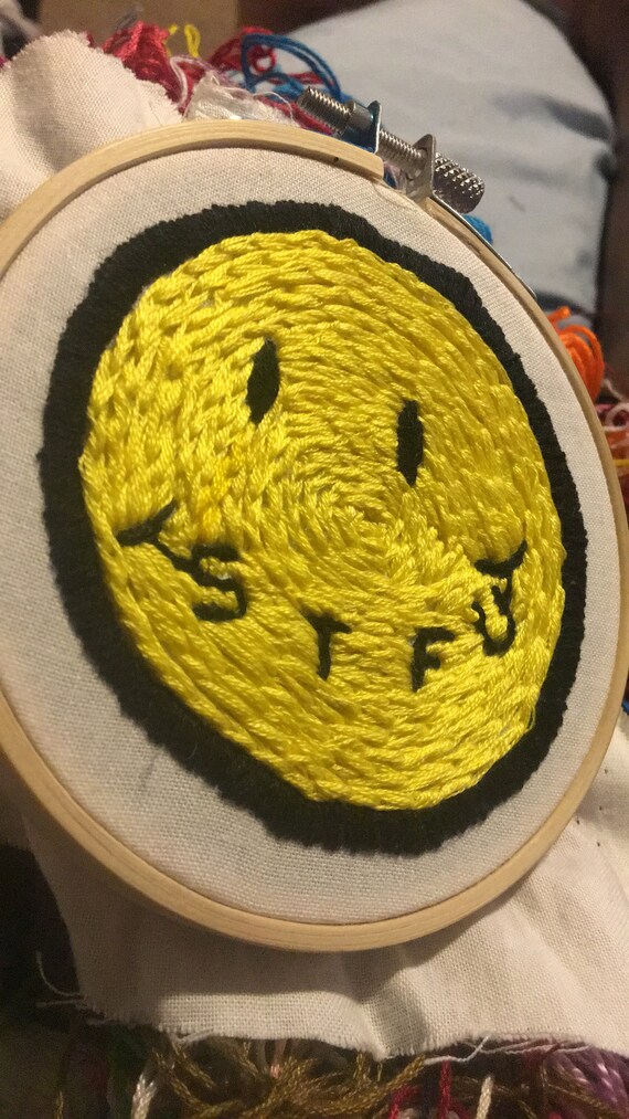 Smiley Face STFU Embroidery Patch - Etsy
