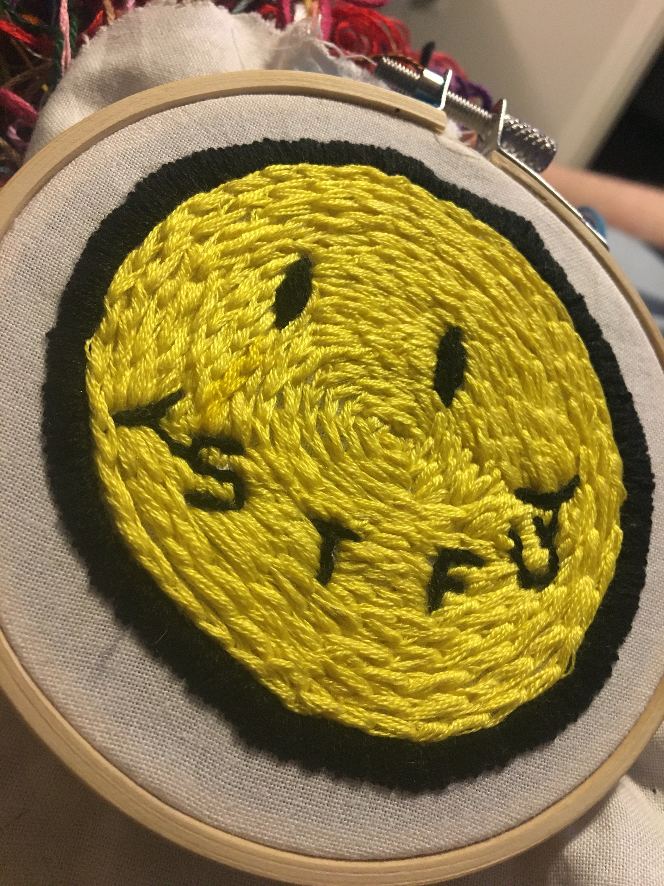 Smiley Face STFU Embroidery Patch - Etsy