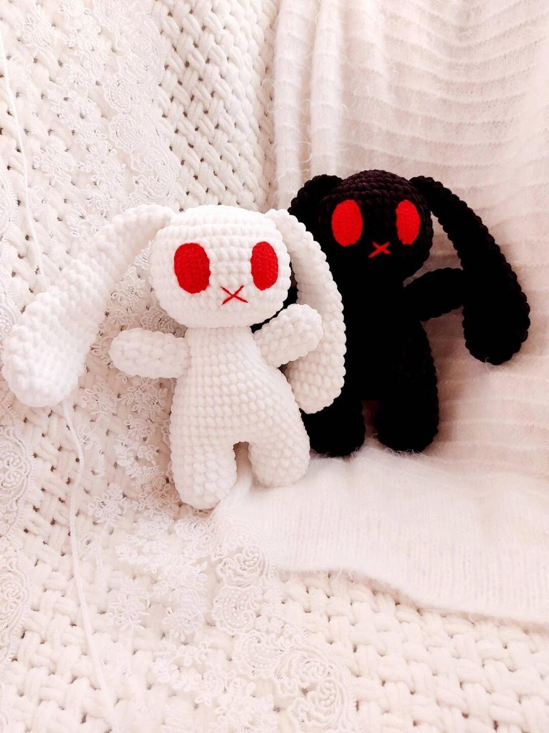 Goth Bunny Plush, Creepy Bunny, Crochet Bunny, Crochet Rabbit, Dexter’s ...