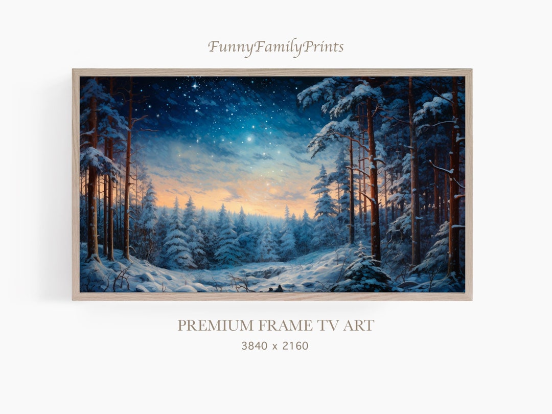 Vintage Christmas FRAME TV Art Winter, Fabulous Snowy Forest, Vintage ...