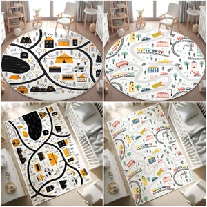 Kids City Traffic Rug,city Road Boys Room Rug, Playroom Rug Baby Boy ...