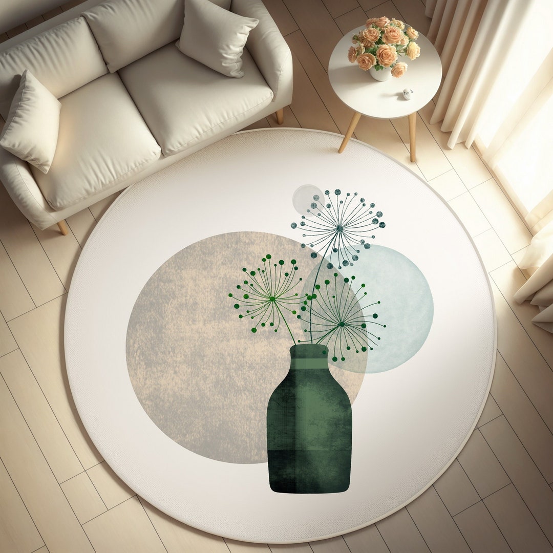 Abstract Floral Round Rug,soft Area Rugs,washable Living Room Carpets ...