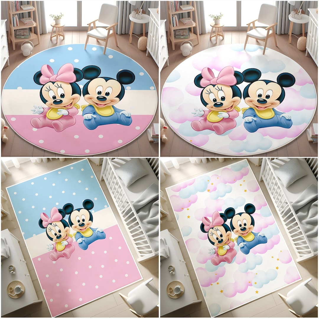 Mouse Rug,cute Mouse Rug,baby Girl Playroom Mat,washable Round Nursery ...