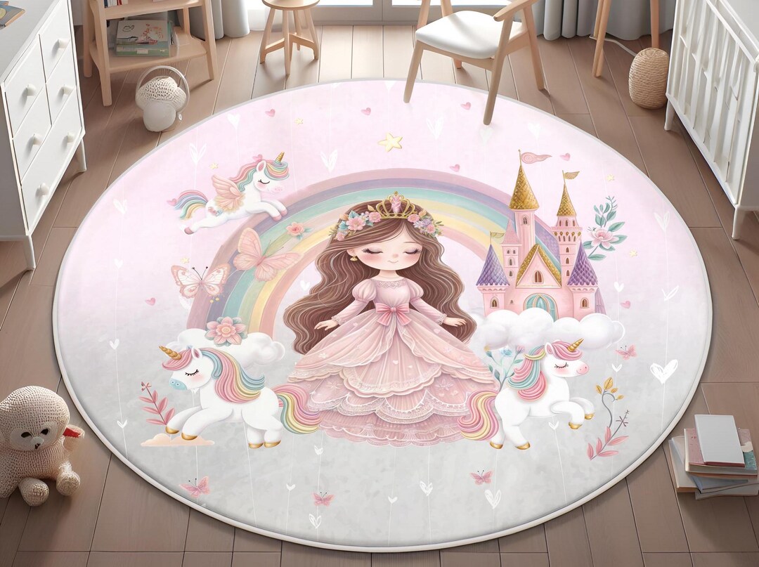 Princess Kidsroom Rug, Unicorn Kids Rug, Baby Girl Room Decor,kids ...