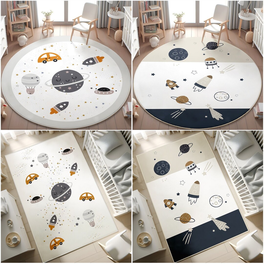 Galaxy Non Slip Toddler Rug,planet Activity Rug,children's Area Rug ...