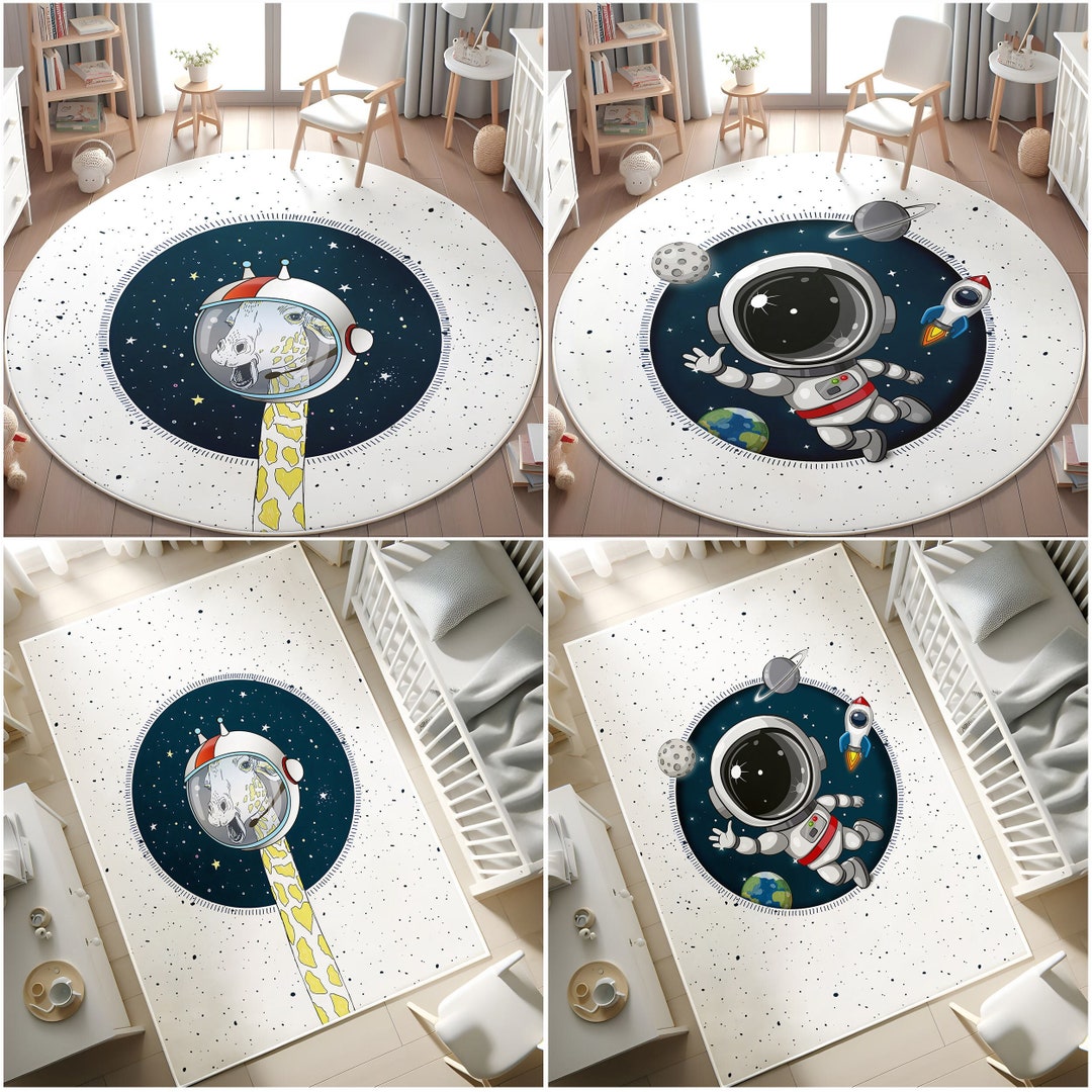 Ultra Soft Giraffe Astronaut Playmat for Kids Room,galaxy Non Slip ...