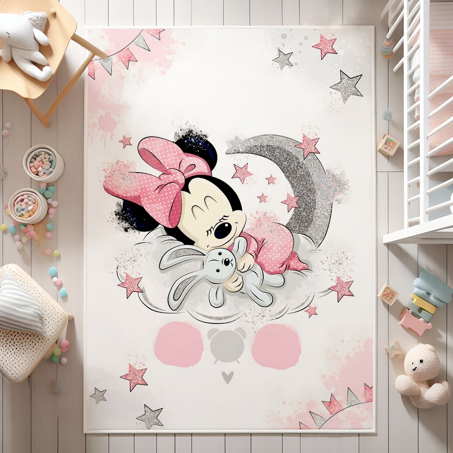 Minnie Mouse Rug,sleeping Minnie Rug,baby Girl Playroom Mat,washable ...