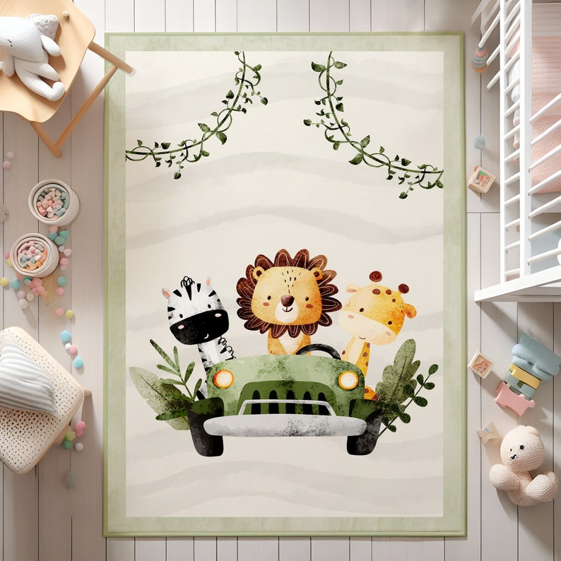 Safari Animal Soft Rug, Safari Animal Lion Giraffe Monkey Rug,kids Rug ...