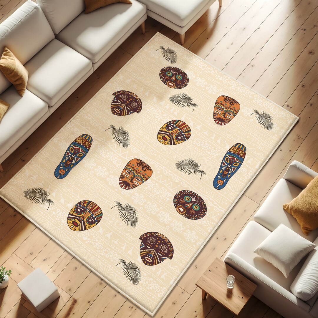 African Musk Themed Rug, African Floor Carpet, Authentic Non Slip ...