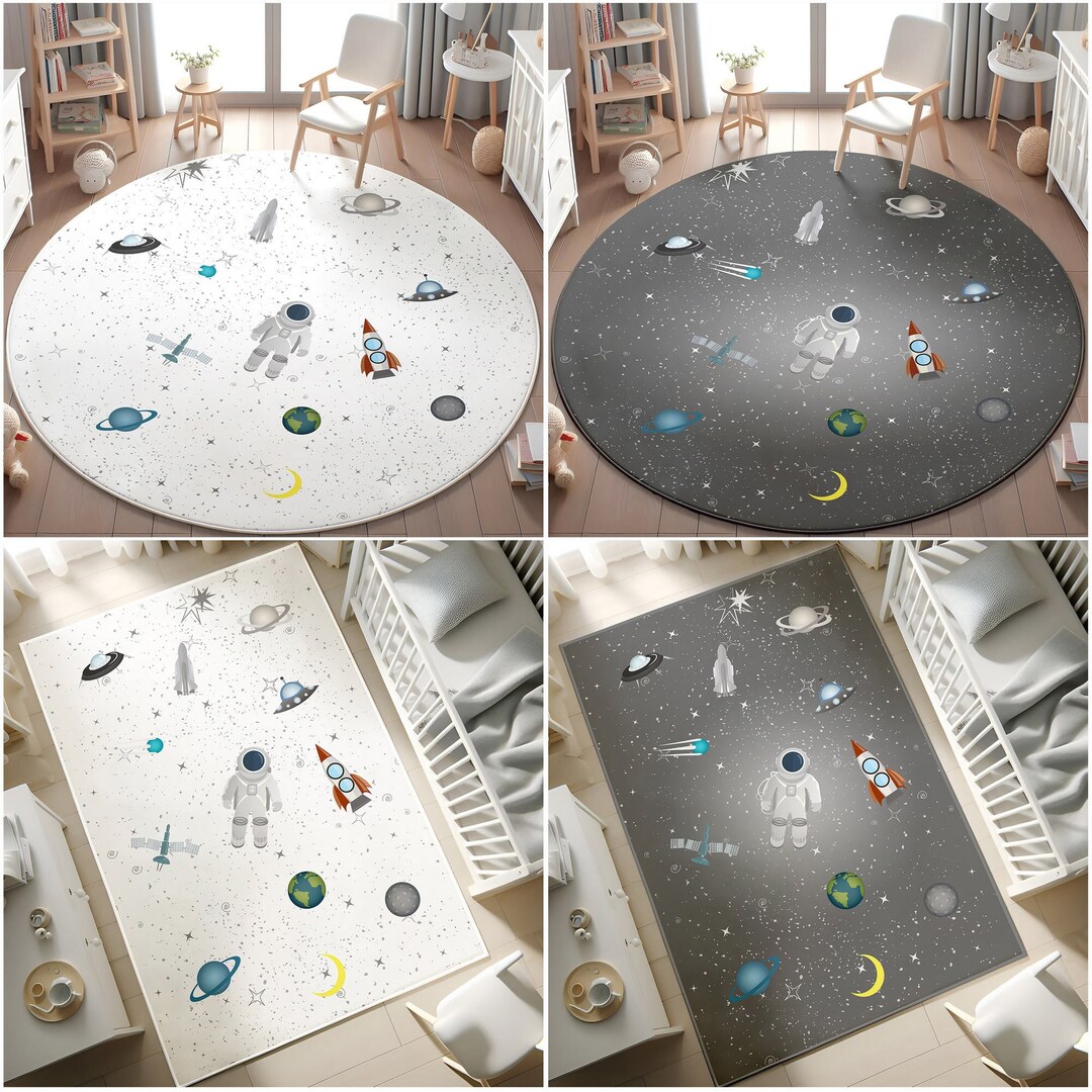 Planet Activity Rug,ultra Soft Space Playmat for Kids Room,rocket Kid ...