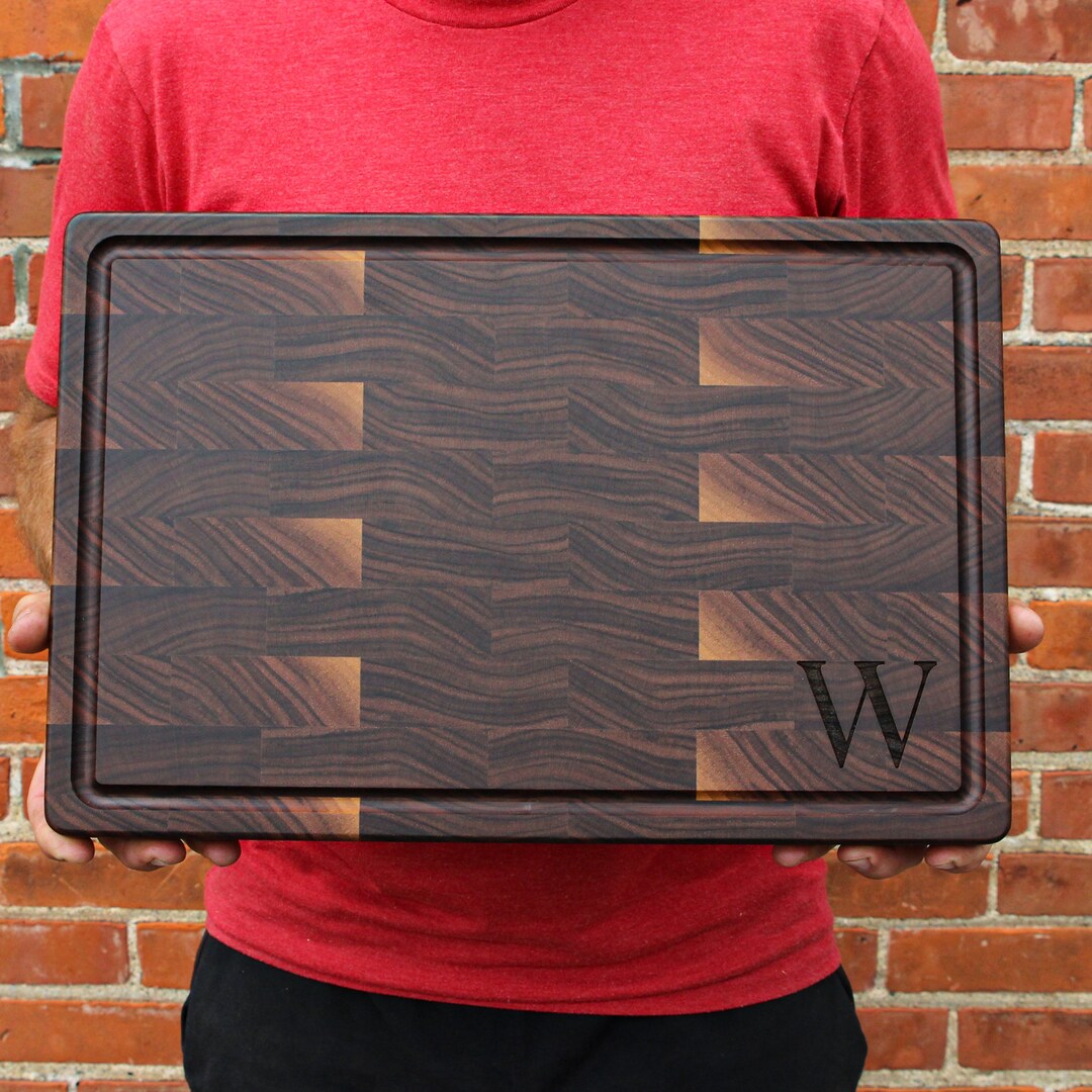 Monogram Walnut End Grain Cutting Board: Butcher Block With Juice ...