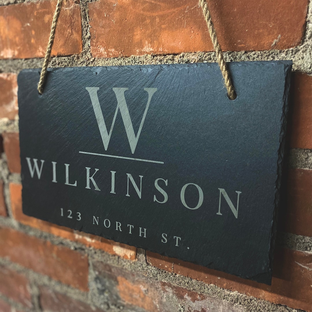 Personalized Slate Home Address Sign: Rustic Hanging Decor - Etsy
