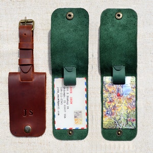 Personalized Leather Luggage Tags Handmade Luggage Label Monogram ...