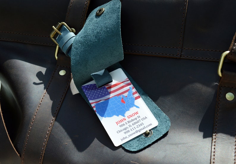 Personalized leather Luggage Tags Handmade luggage label | Etsy