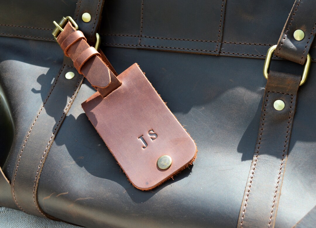 Personalized Leather Luggage Tags Handmade Luggage Label Monogram ...