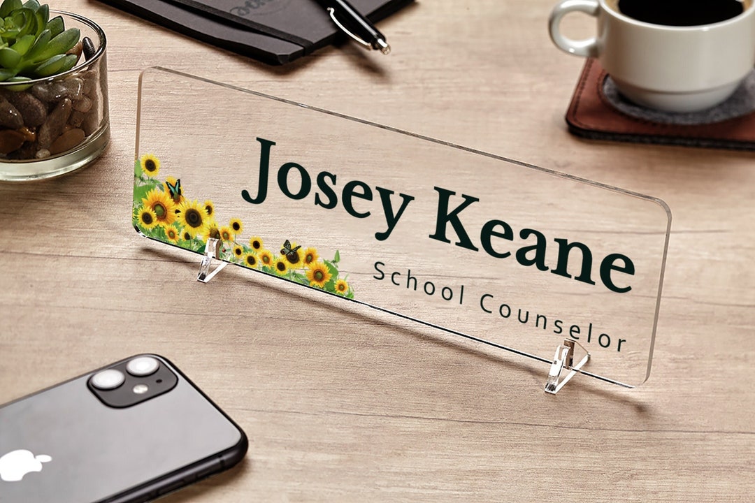 Counselor Office Decor, School Name Sign, Teacher Nameplate, Sunflower ...