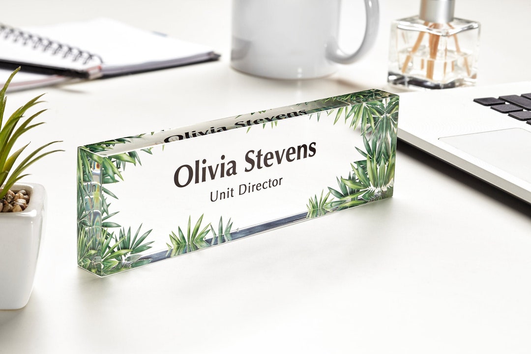 Custom Name Plate for Desk Tropical Design, Nature Office Decor ...