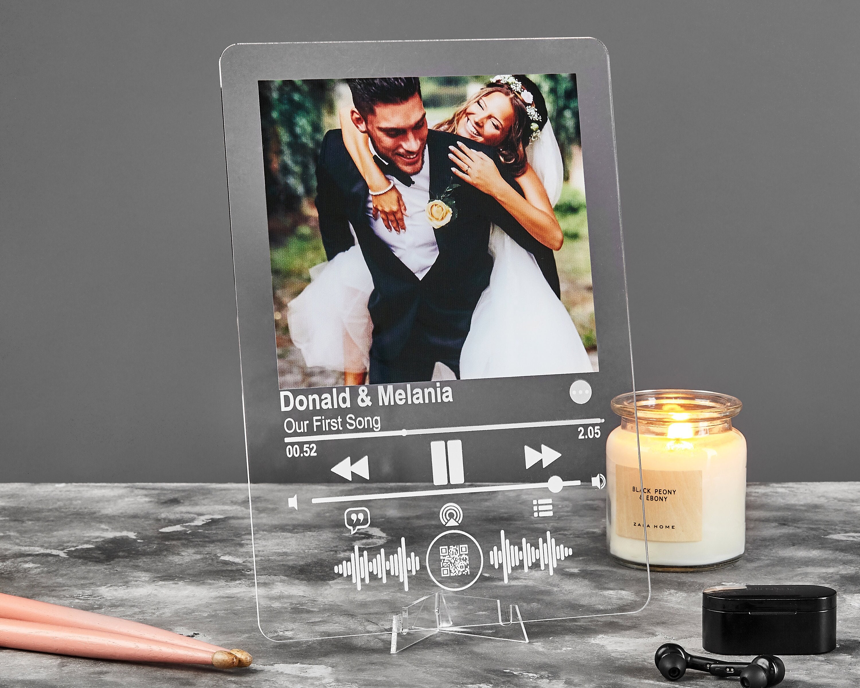 Clear Song Plaque Couples Gift Music Photo Frame First Wedding | Etsy