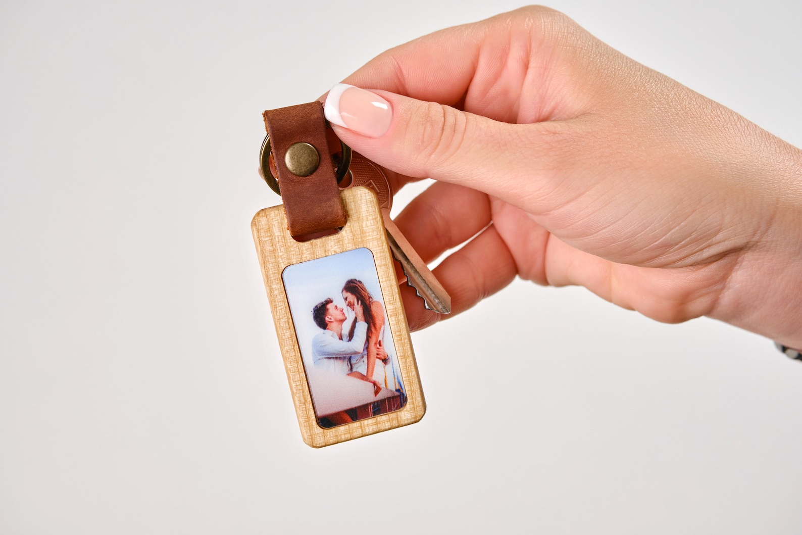 Personalized Picture Keychain for Boyfriend Leather Wood | Etsy