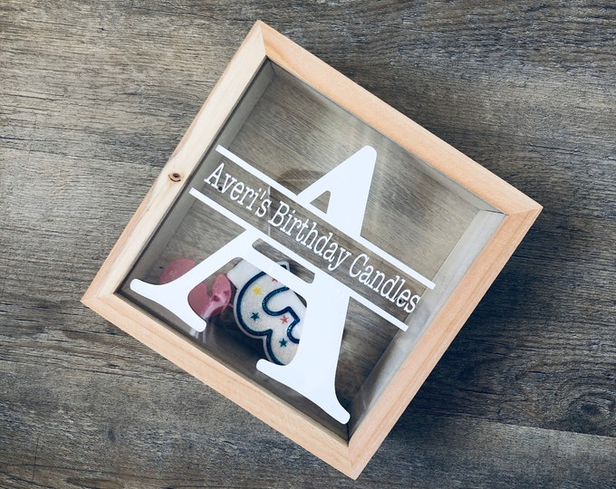 Birthday Candle Shadow Box, First Birthday Present, Baby Shower Present ...