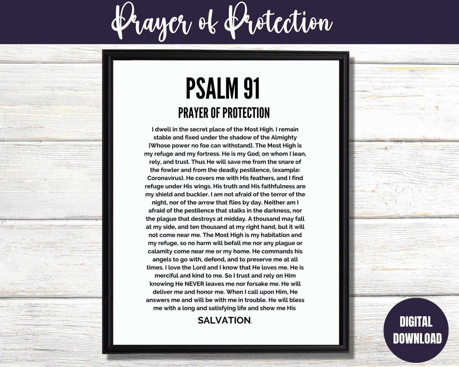 PSALM 91-prayer of Protection Christian Wall Art| Scripture Digital ...