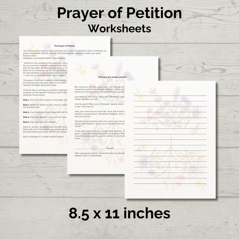 Prayer of Petition Worksheets|10 Page Packet| INSTANT DOWNLOAD - Etsy